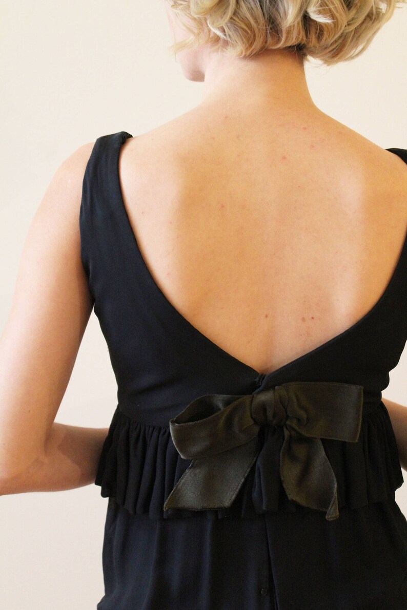 Vintage 1960s Black Mini Dress With Satin Bow Details- LBD - Etsy