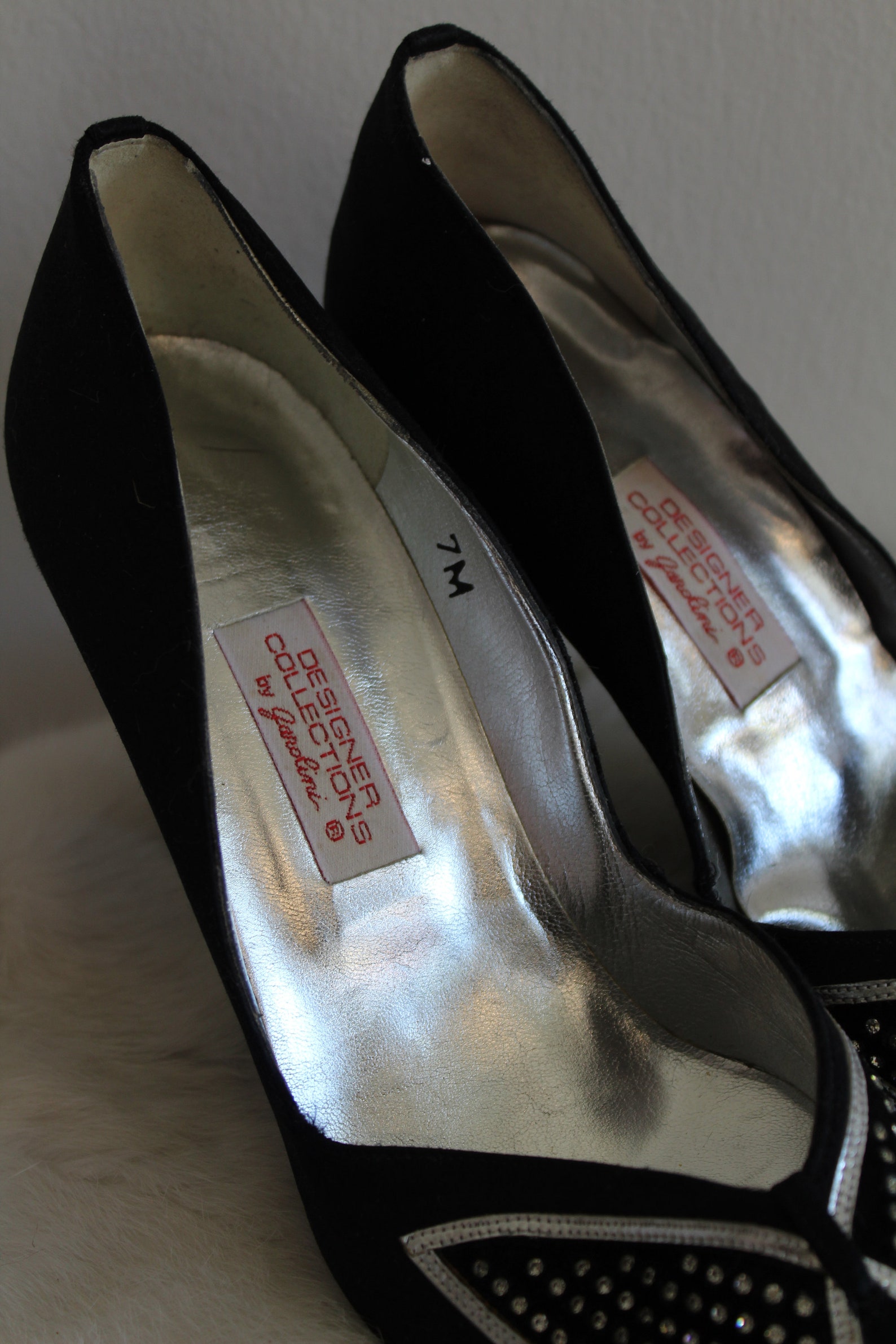 Vintage Black High Heels With Rhinestone Tone Details - Party Shoes ...