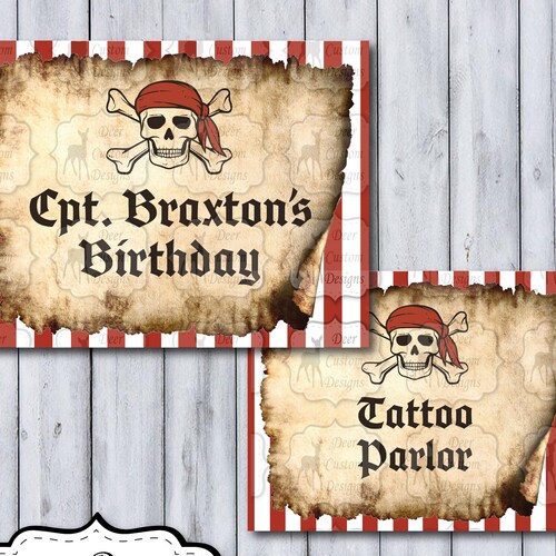 Pirate Birthday Party Signs Printable Personalized Pirate - Etsy