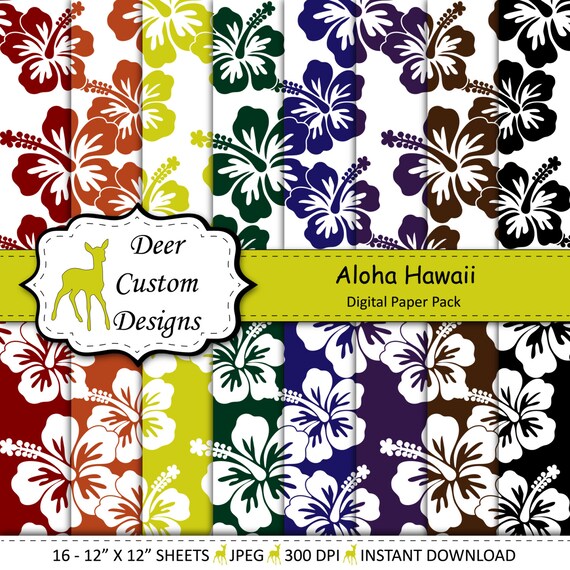 Hawaii Digital Paper Pack | 16 Hawaiian Digital Scrapbook Papers ...