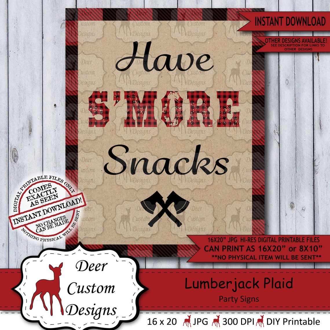 Printable Lumberjack Party Sign | Instant Digital Download | Plaid ...
