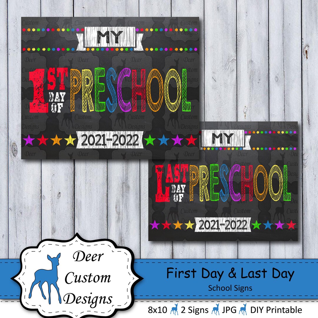 Printable First Day of Preschool School Sign | Back to School ...