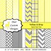 Yellow and Gray Digital Paper Pack | 16 Yellow & Grey Digital Scrapbook ...