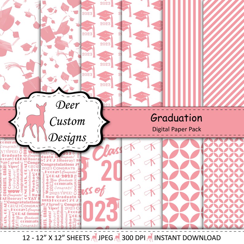 2024 Graduation Scrapbook Paper: Pink Blush Designs (digital Download ...