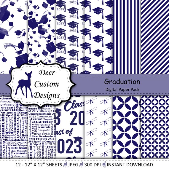 Graduation Printable Scrapbook Paper Graduation Digital Papers