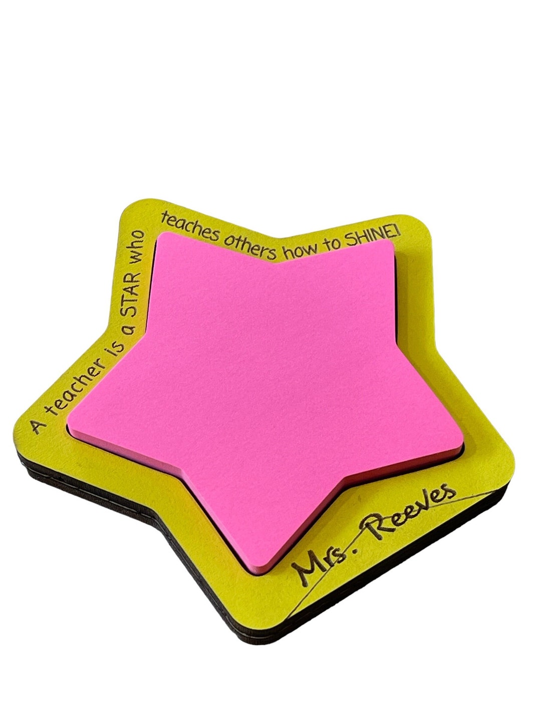 Personalized Star Teacher Sticky Note Holder: Laser Engraved Wooden ...