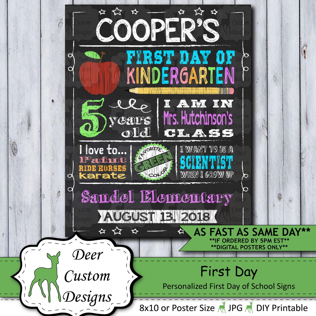 Back to School Sign | First Day School Sign | Printable or Printed ...