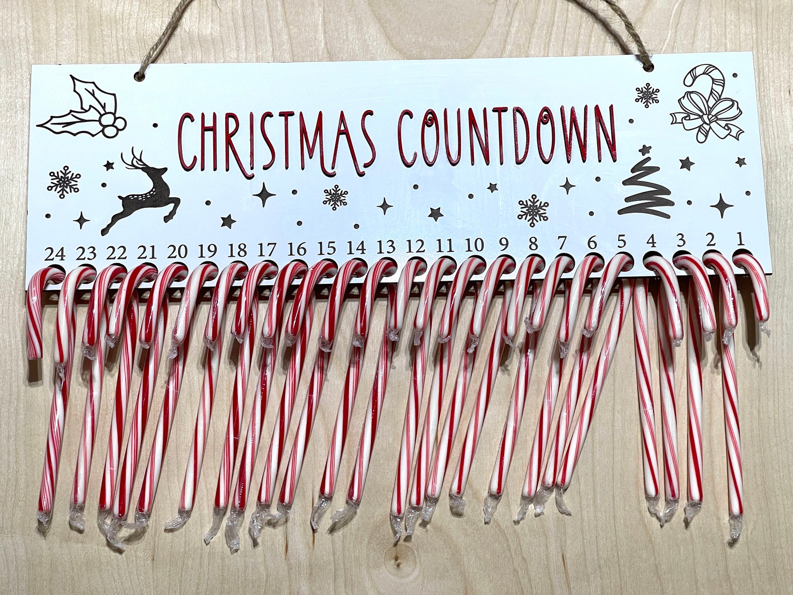 Personalized Candy Cane Christmas Countdown Advent Calendar - Etsy