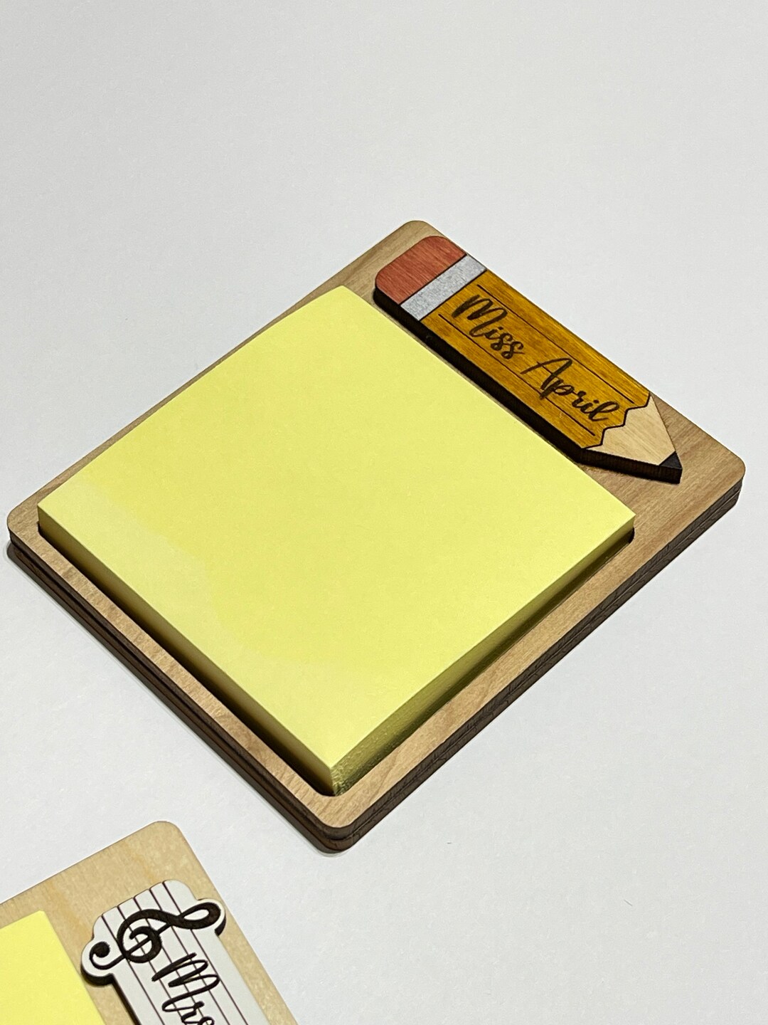 Personalized Teacher Sticky Note Holder: Laser Engraved Wooden Pencil ...