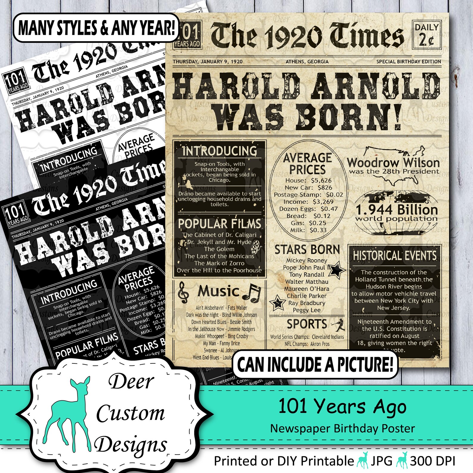 101st Birthday Poster 101st Anniversary Poster Newspaper - Etsy