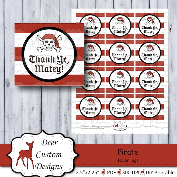 Pirate Favor Tags | Pirate Birthday Labels | Skull Favor Tags | Instant ...