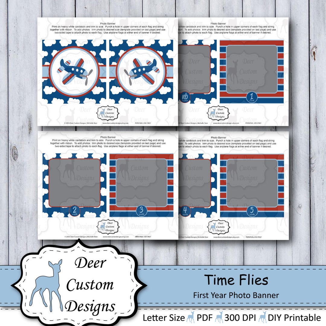 1st Birthday Photo Banner | Time Flies Birthday Photo Banner | First ...