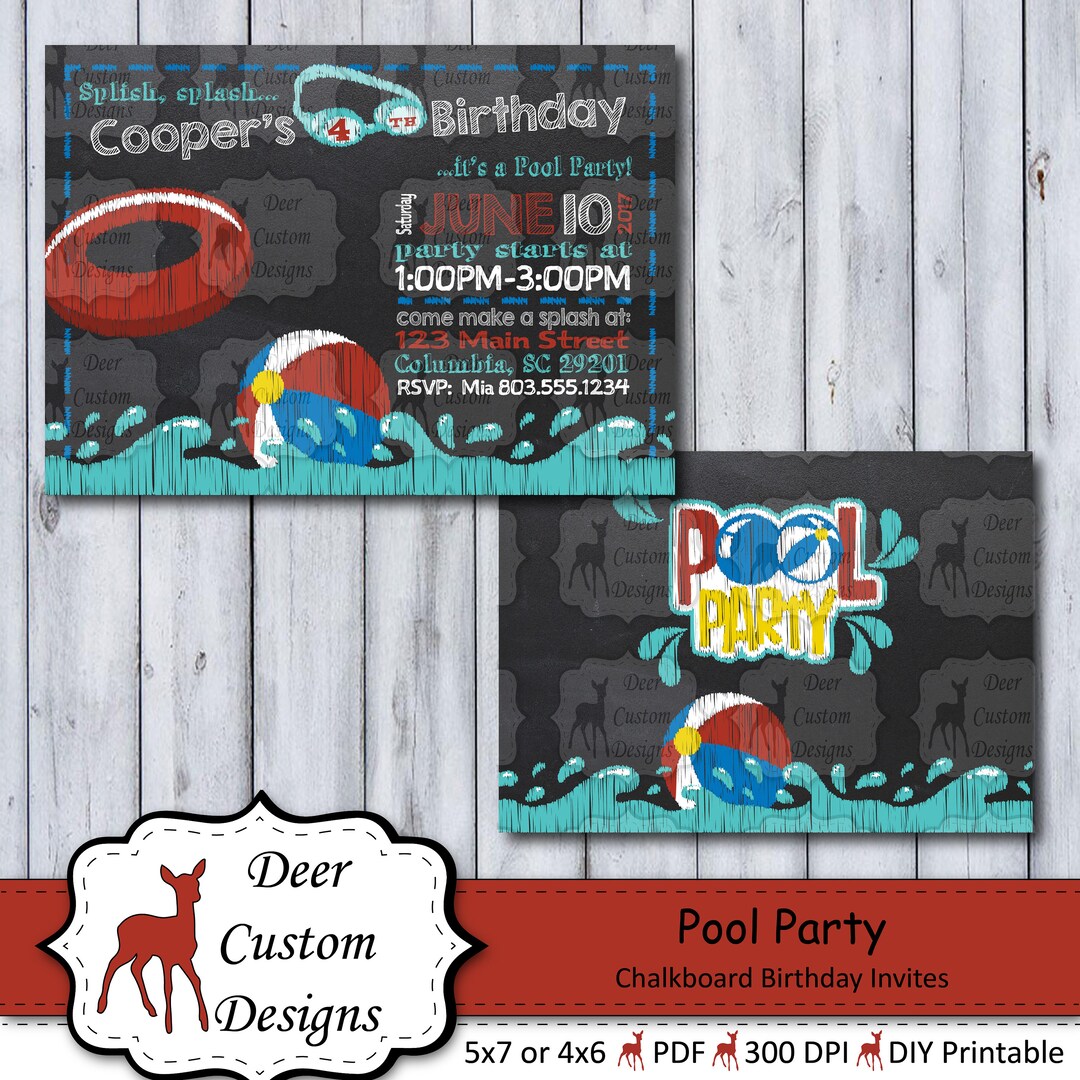 Pool Party Invitation Pool Party Birthday Invite Pool Party Bash ...