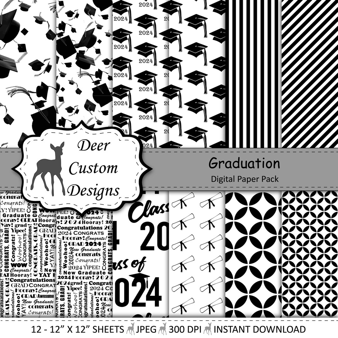 2024 Graduation Paper Pack | Graduation Scrapbook Paper | Printable ...