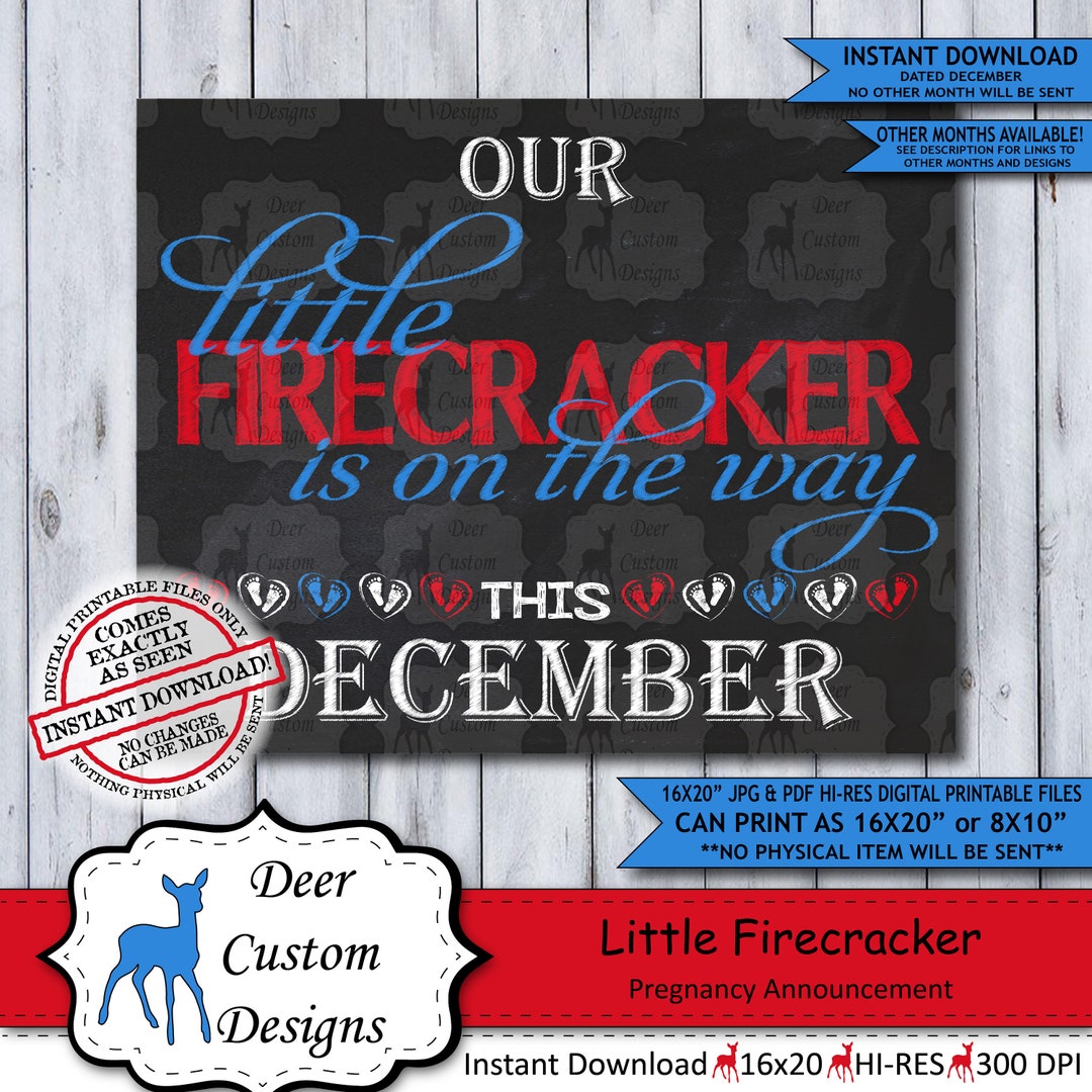 Little Firecracker Chalkboard Pregnancy Announcement Photo Prop ...