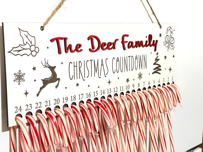 Personalized Candy Cane Christmas Countdown Advent Calendar - Etsy