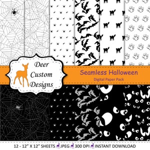 Seamless Halloween Digital Paper Pack | 12 Halloween Digital Scrapbook ...