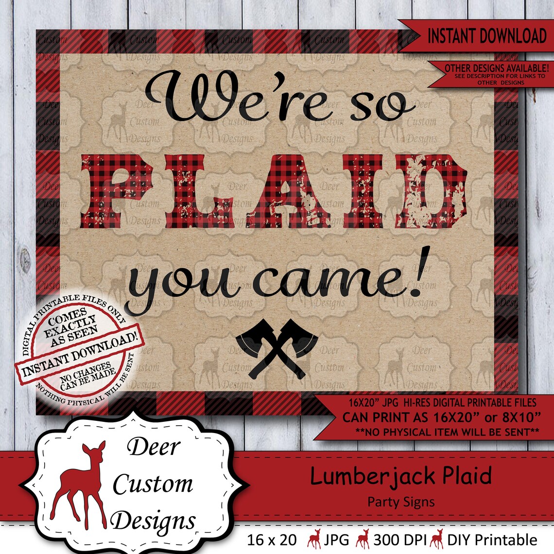 Printable Lumberjack Party Sign | Instant Digital Download | Plaid ...
