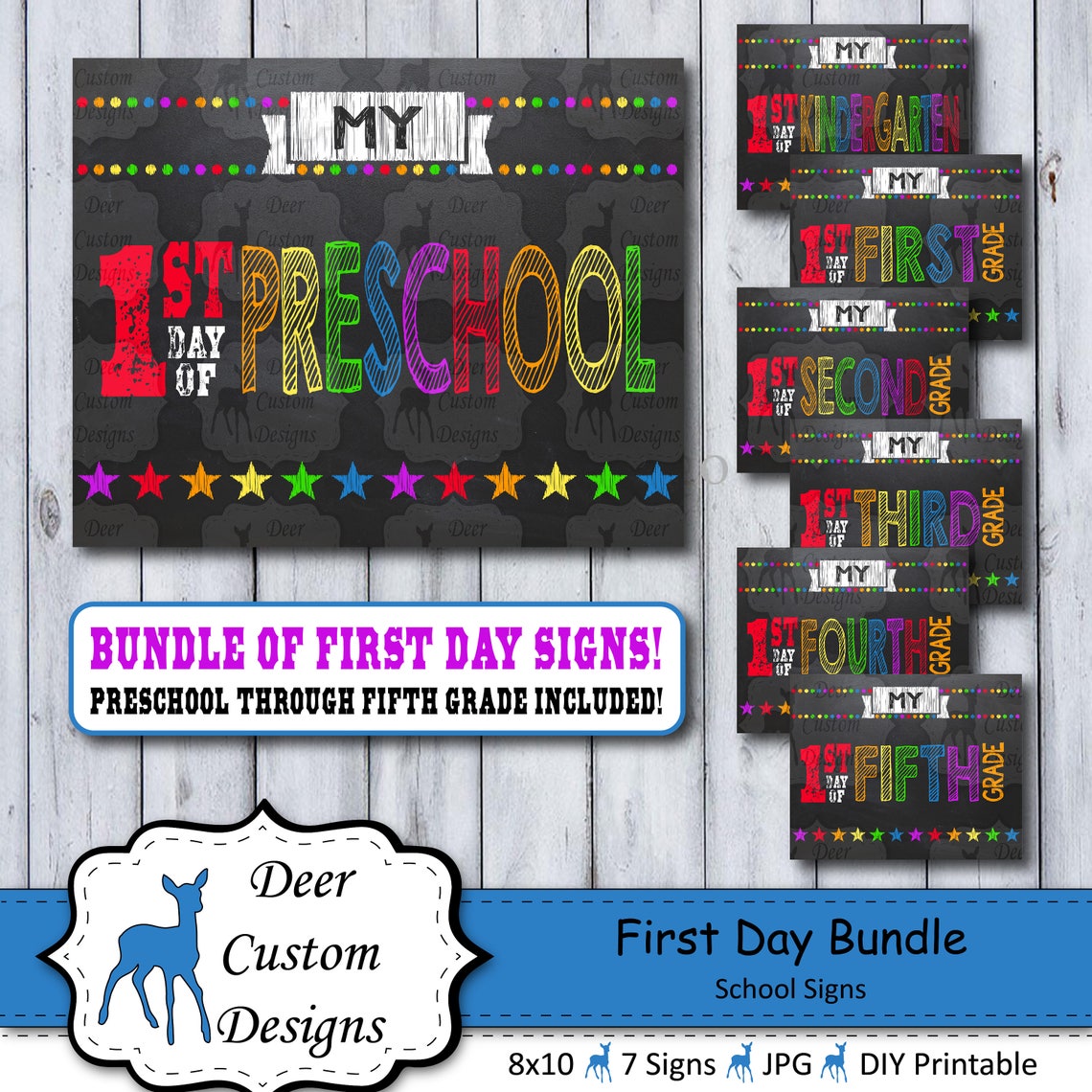 First Day School Sign Bundle Printable First Day School - Etsy