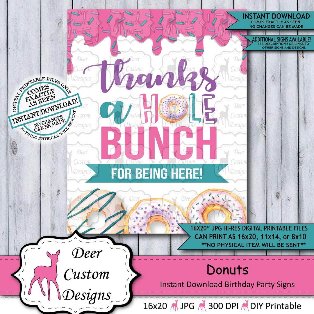Printable Donut Party Sign | Instant Digital Download | Sweet Girl ...