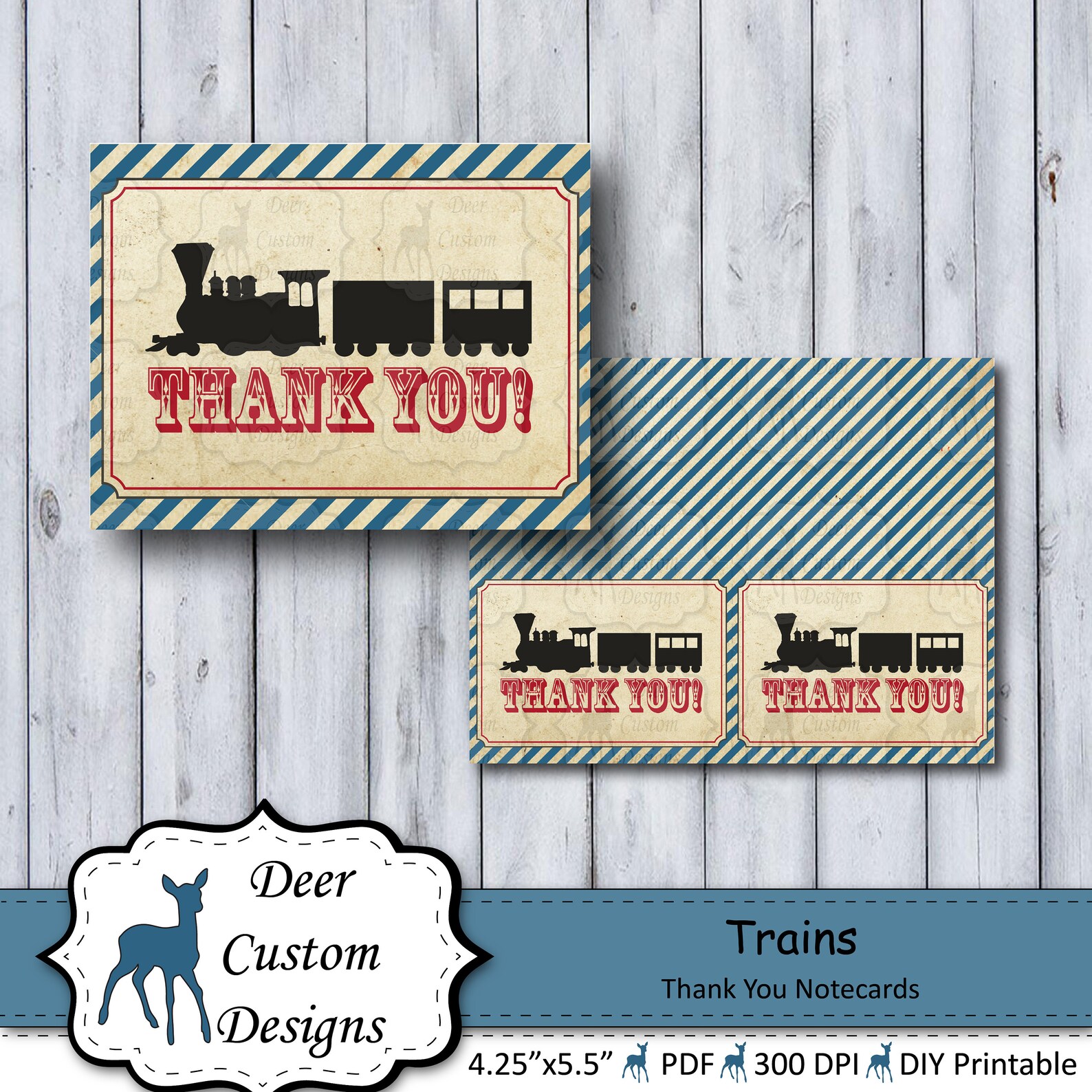 Train Birthday Thank You Notes Train Notecards Train Party | Etsy