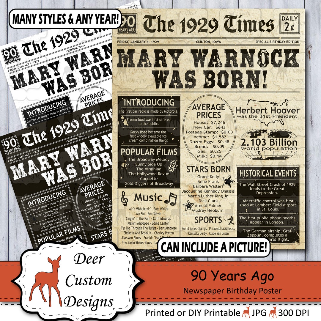 92nd Birthday Poster | 92nd Anniversary Poster | Newspaper Poster | 92 ...