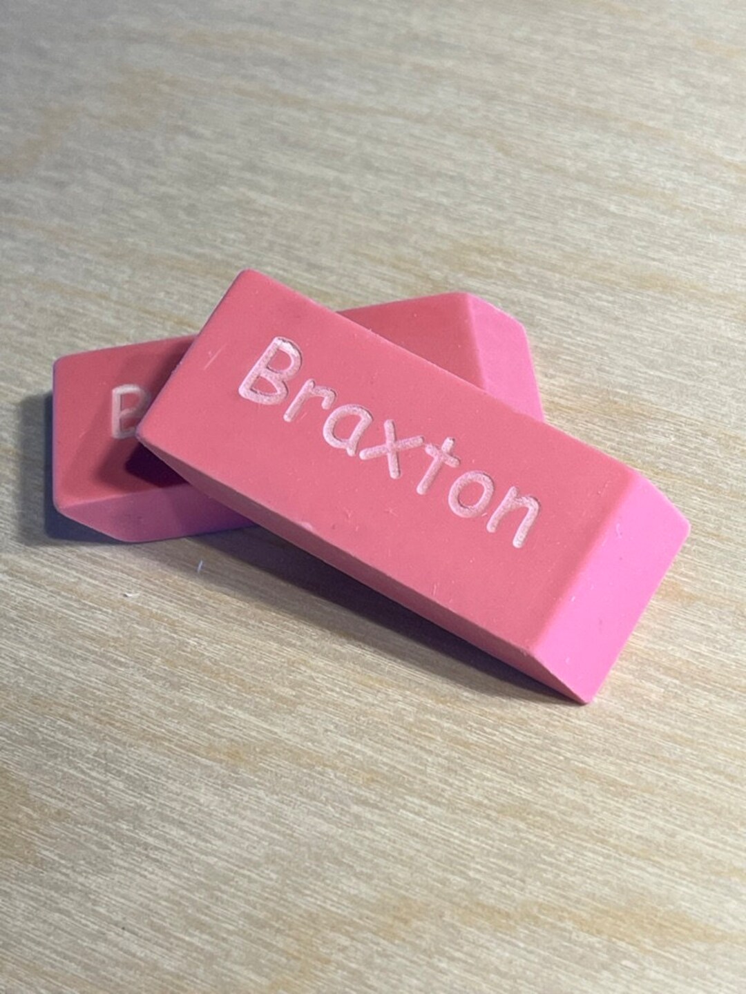 Personalized Erasers: Laser Engraved Pink or Neon, Back to School Gift ...