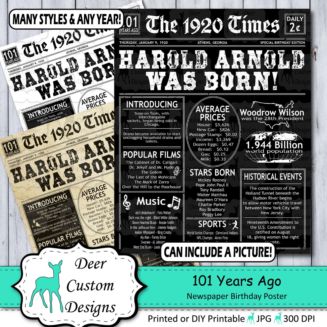 101st Birthday Poster 101st Anniversary Poster Newspaper - Etsy
