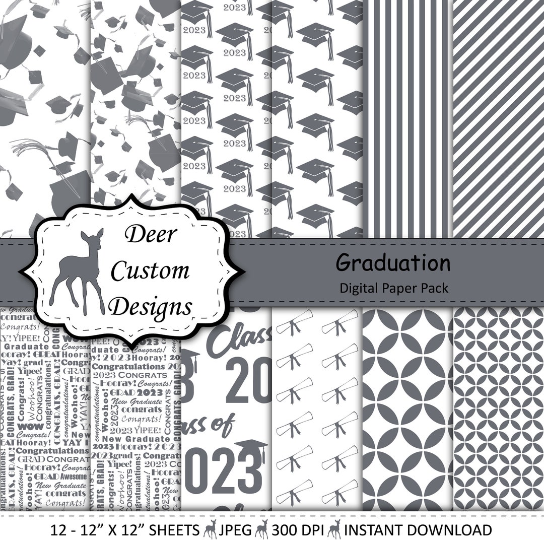 2023 Graduation Paper Pack | Graduation Scrapbook Paper | Printable ...
