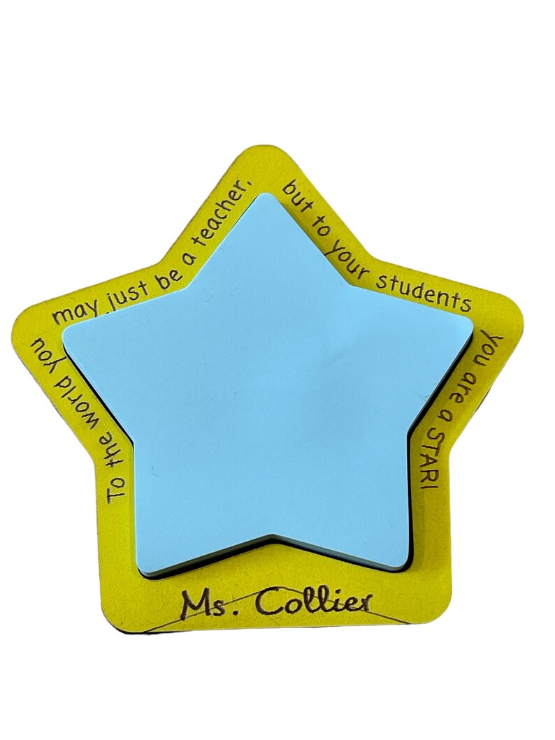 Personalized Star Teacher Sticky Note Holder | Engraved Wooden Gift - Etsy