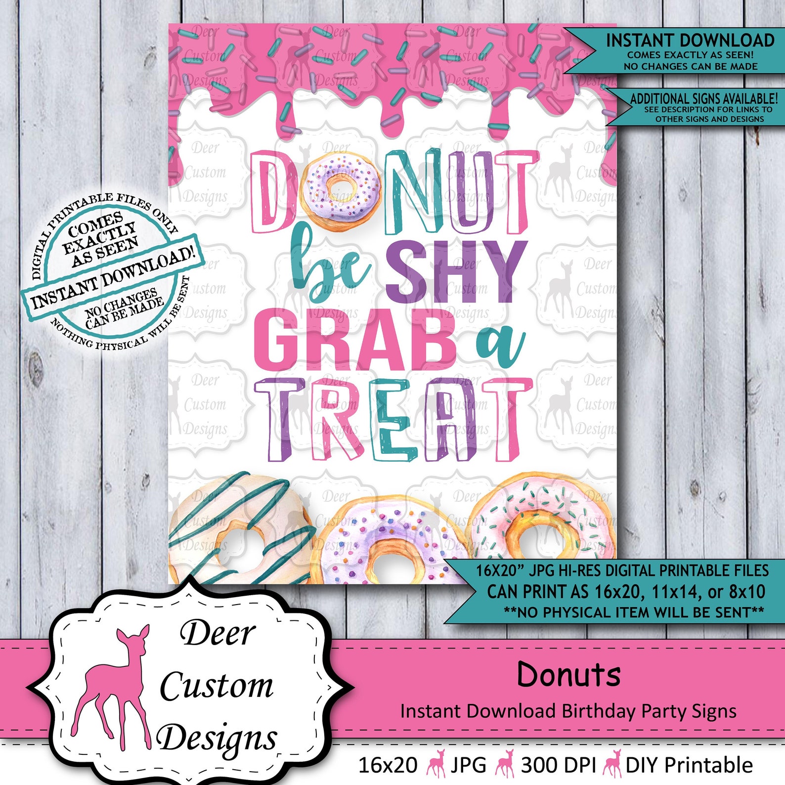Printable Donut Party Sign Instant Digital Download Sweet - Etsy