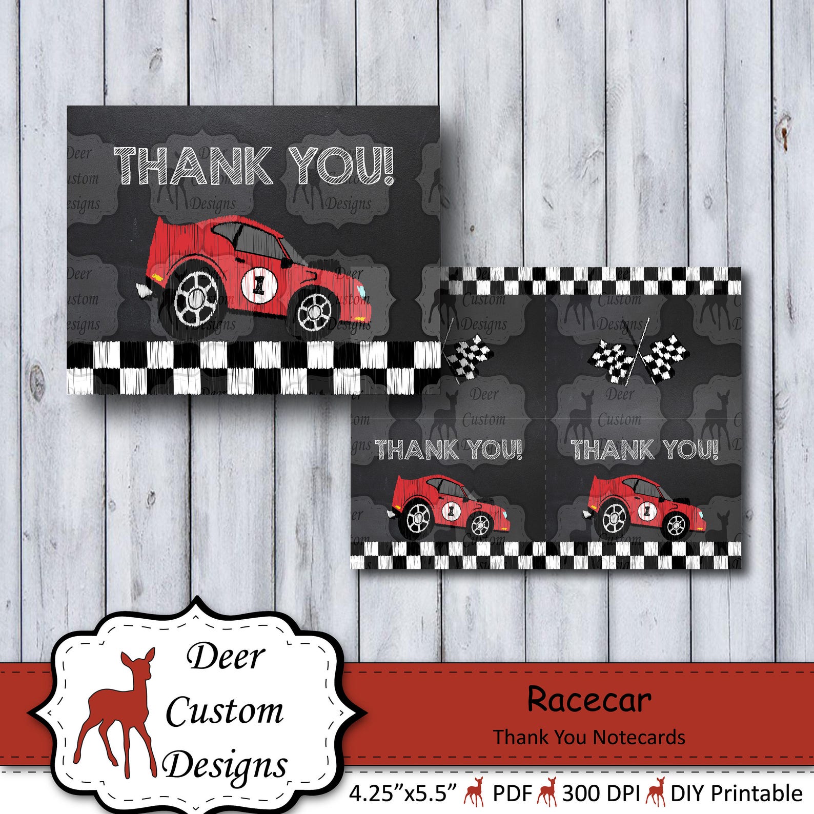Racecar Thank You Notes Race Car Note Cards Nascar - Etsy