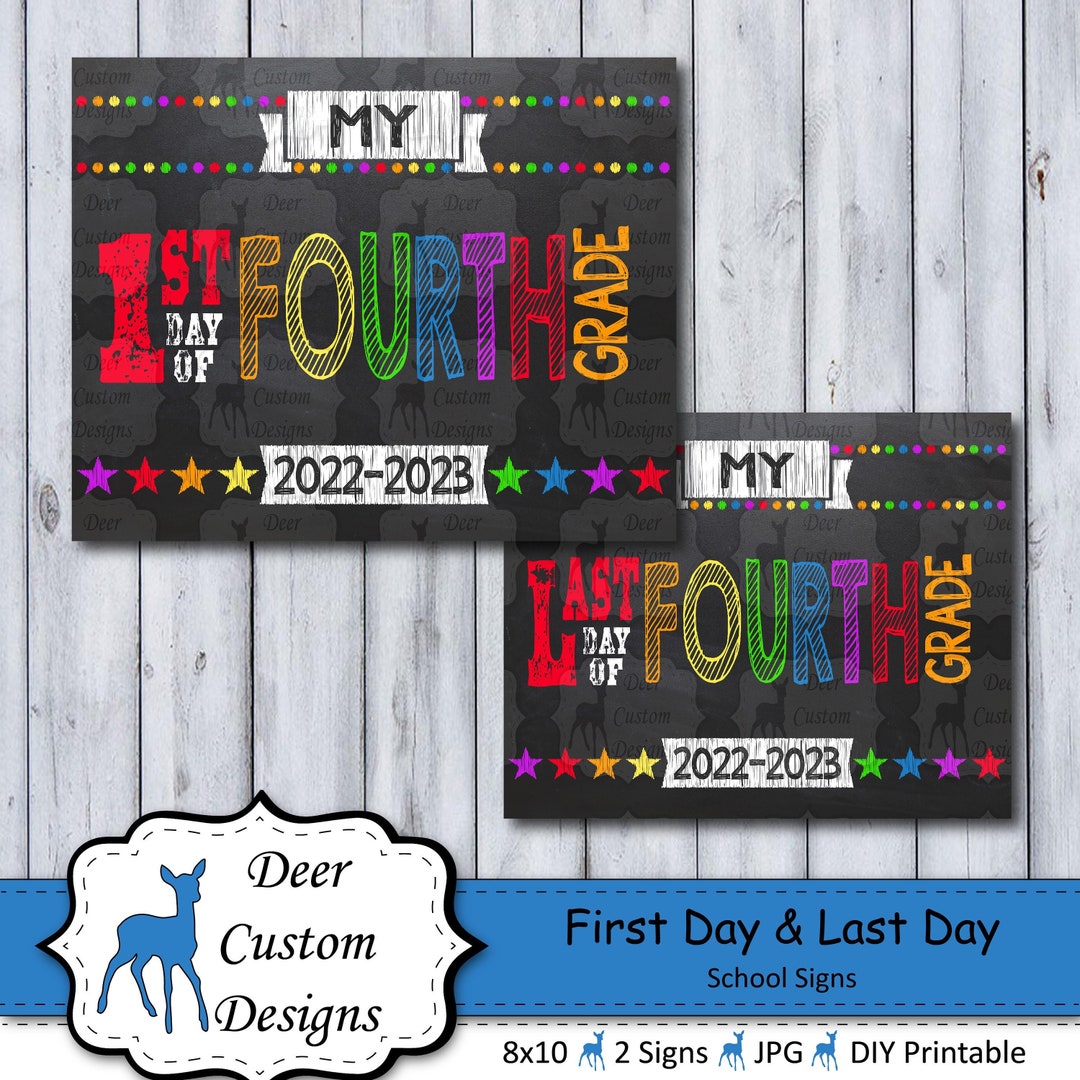 Printable First Day of Fourth Grade School Sign | Back to School ...