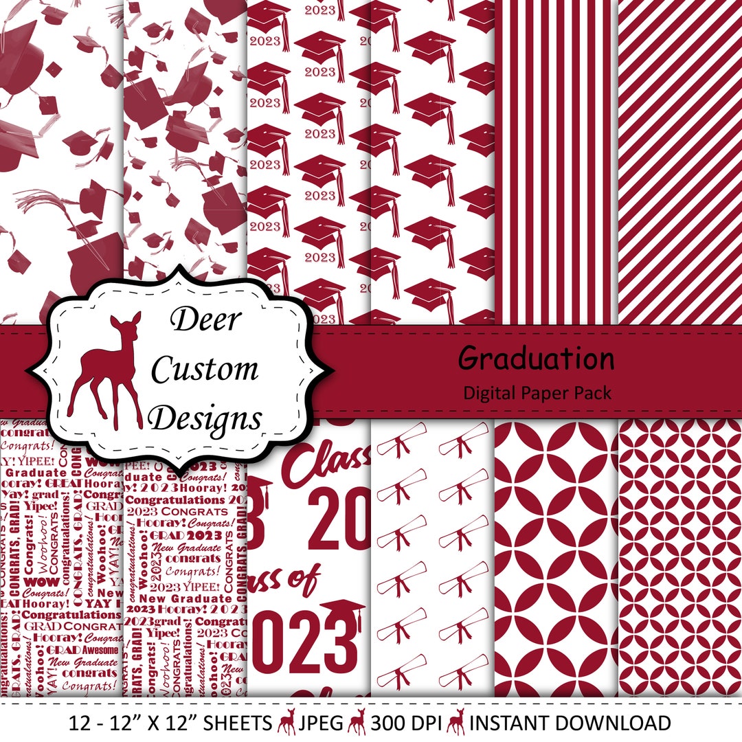 2023 Graduation Paper Pack | Graduation Scrapbook Paper | Printable ...