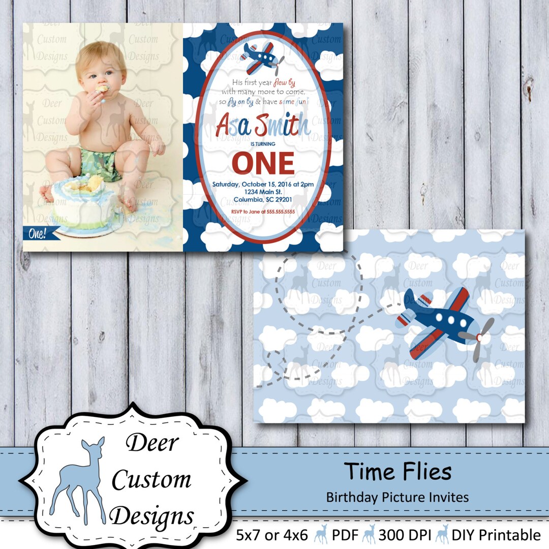 Time Flies Birthday Invitation | First Birthday | Any Birthday ...