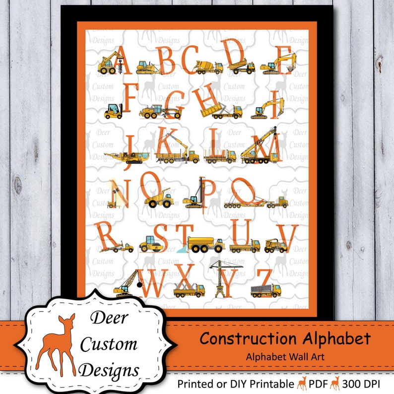 Construction Alphabet Print: Vehicle ABC Nursery Wall Art - Etsy