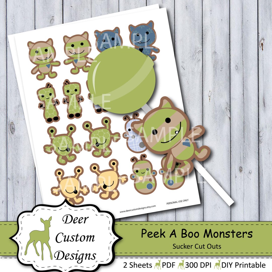 Peek A Boo Monster Sucker Cut Outs Peek A Boo Monster Nursery DIY ...