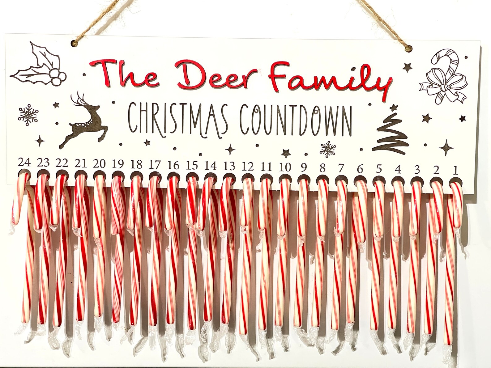 Personalized Candy Cane Christmas Countdown Advent Calendar - Etsy