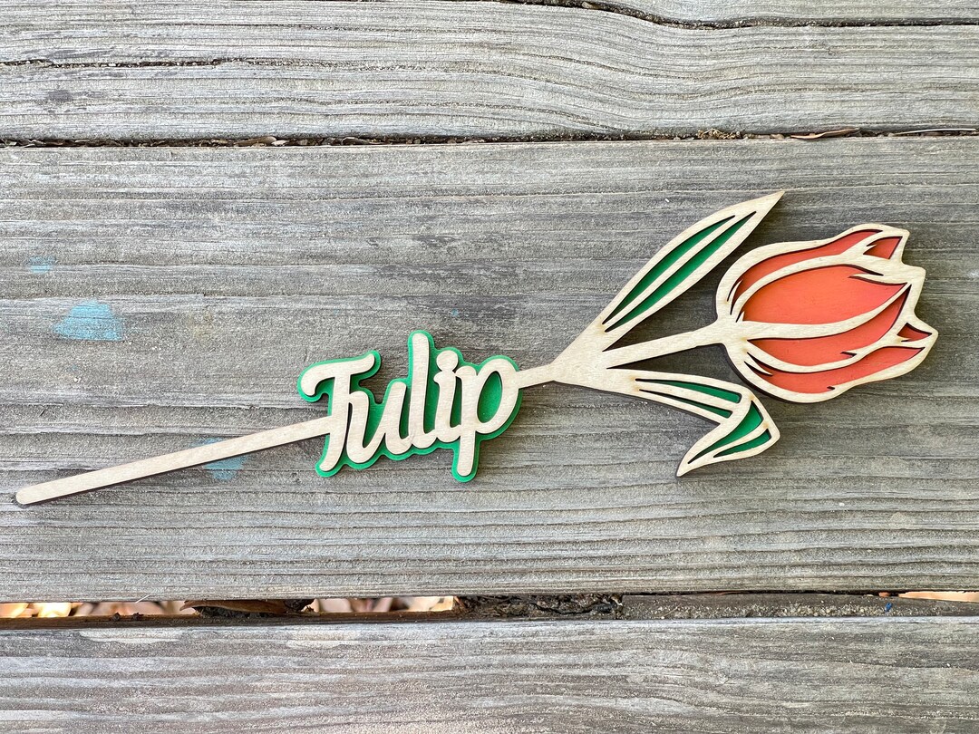 Tulip Name Flower Wooden Mother's Day Gift, Personalized Valentine's ...