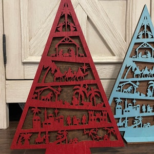 Nativity Tree Home Decor Christmas Decoration, Wooden Freestanding ...
