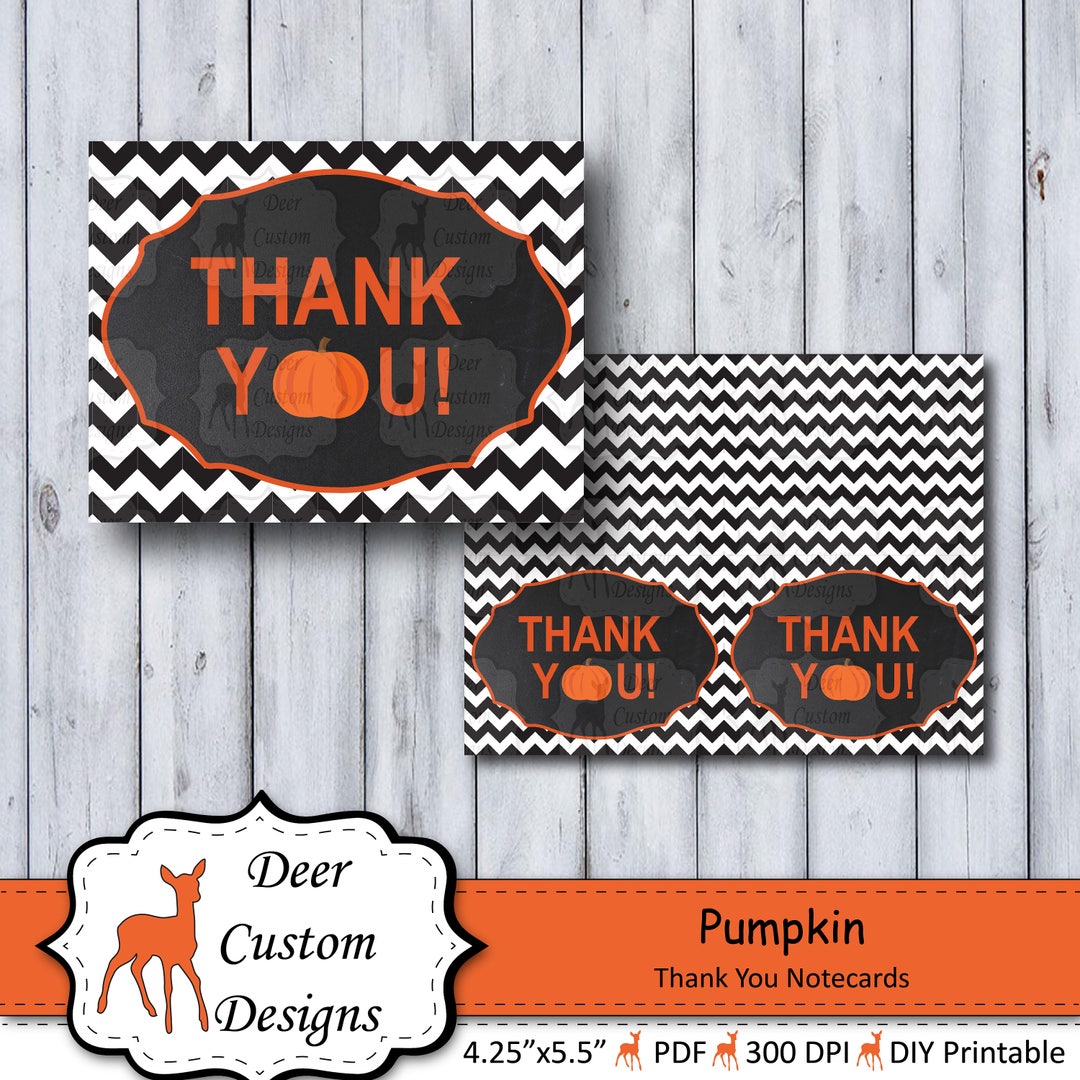 Pumpkin Birthday Thank You Notes Halloween Notecards Pumpkin Party ...