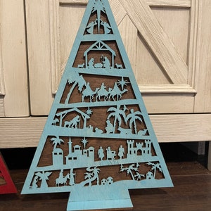 Nativity Tree Home Decor Christmas Decoration, Wooden Freestanding ...