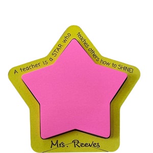 Personalized Star Teacher Sticky Note Holder | Engraved Wooden Gift - Etsy