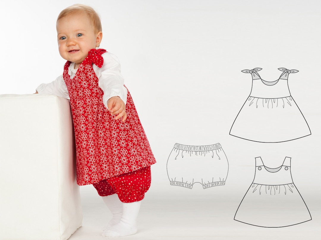 Baby Set Sewing Pattern | Tunic Dress & Bloomers Pants PDF | Sizes 3m ...
