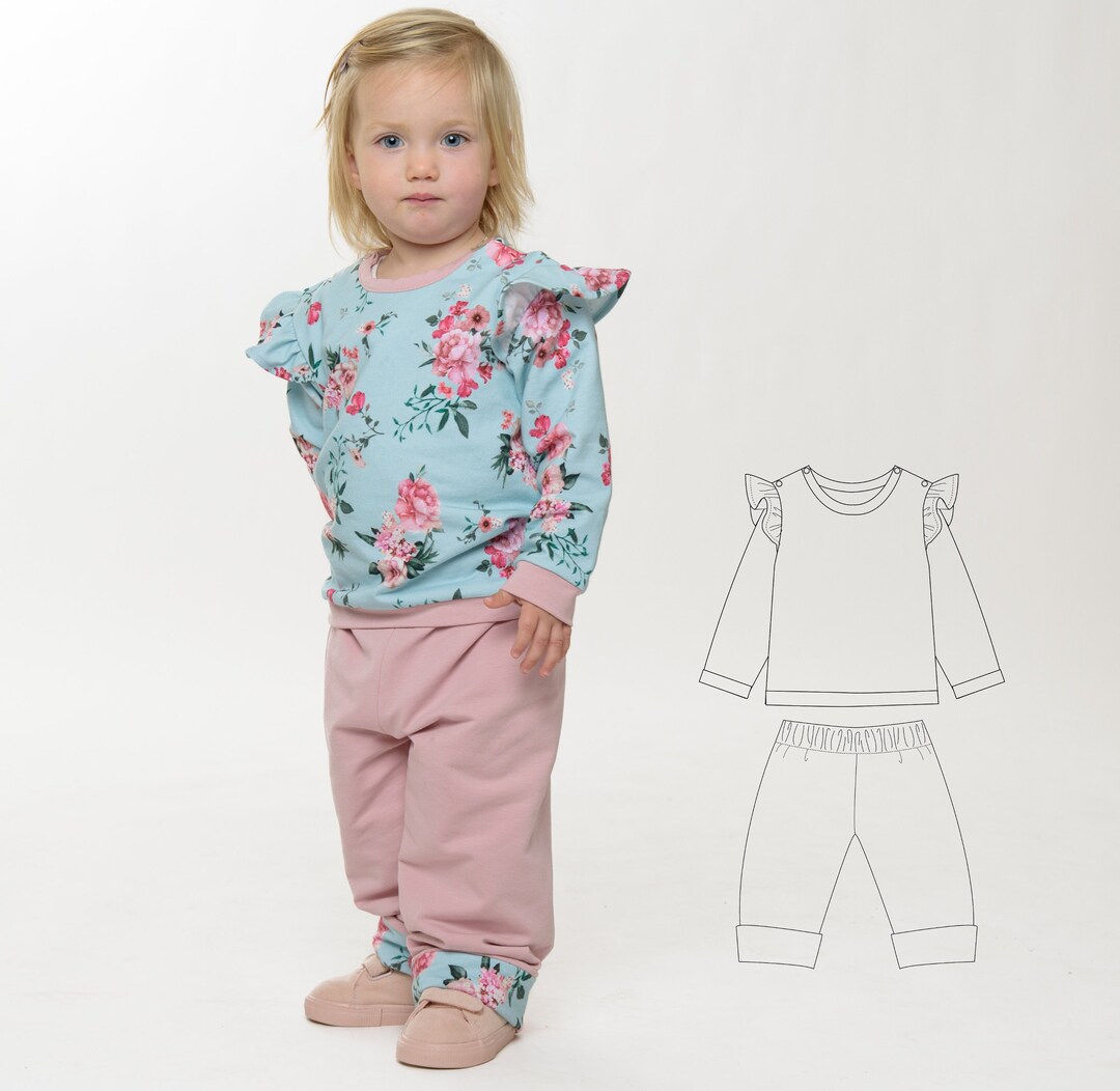 Sewing Pattern Sweatshirt With Ruffles for Girls and Reversible Pants ...