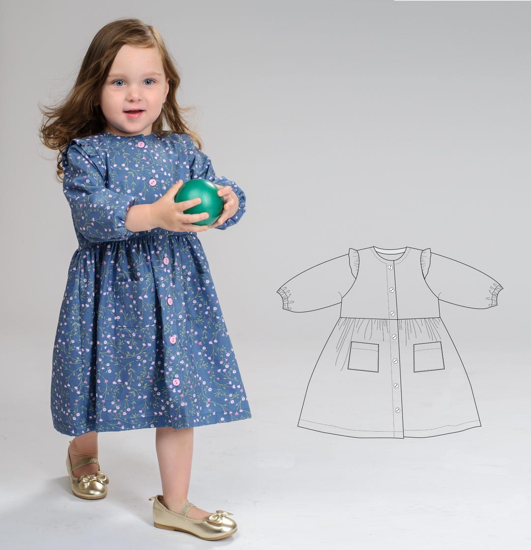 Girls Dress Sewing Pattern MIMI | PDF A-line Dress With Gathered Skirt | Sizes 6m–17y | Easy ...