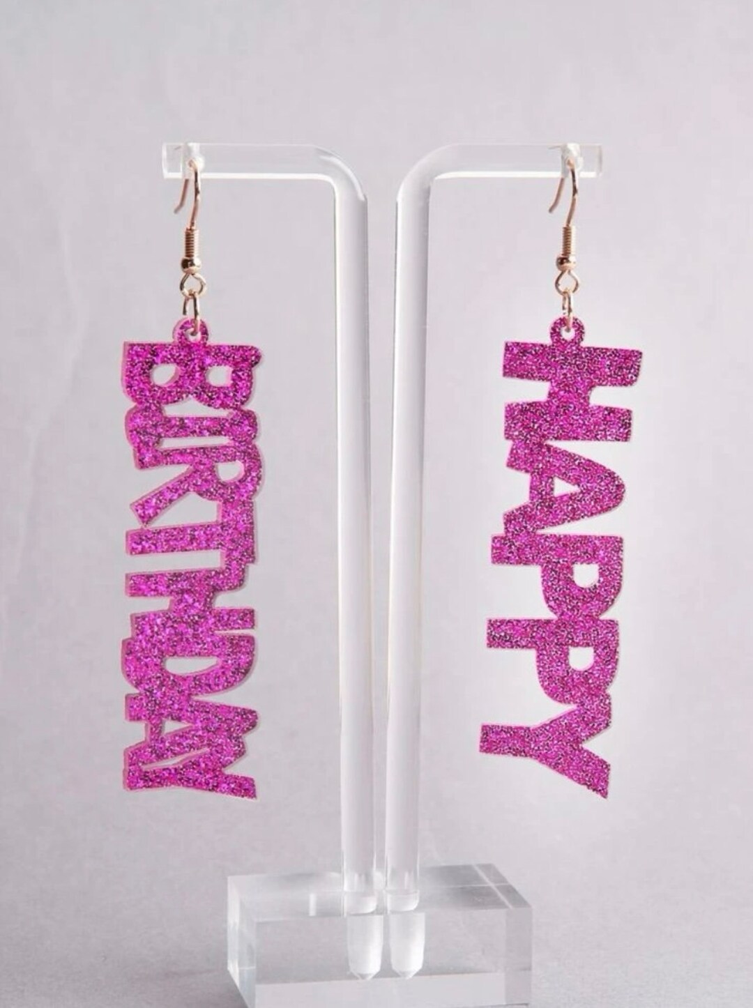 Glitter Acrylic Happy Birthday Drop Earrings - Etsy