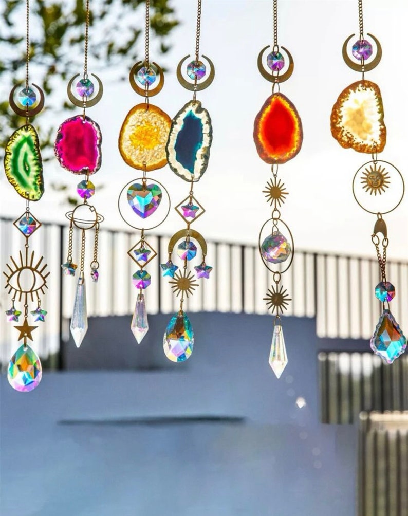 Celestial Crystal Agate Suncatcher Pendant - Etsy