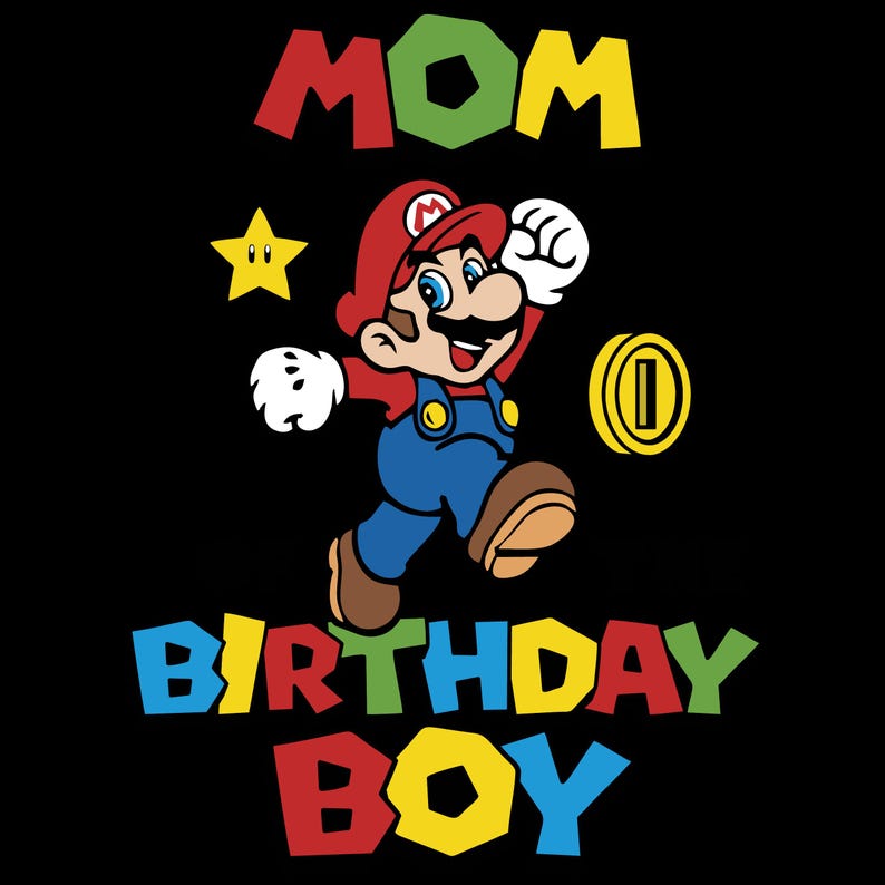Mom of the Birthday Boy, Png Mario Bro - Etsy