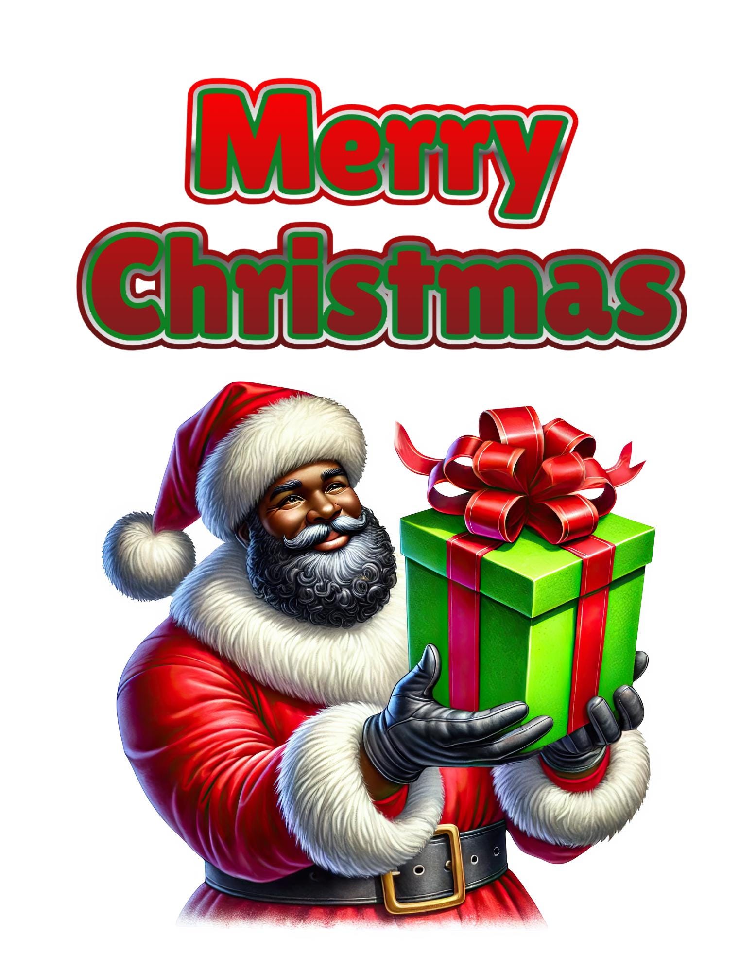 Merry Christmas African American Santa - Etsy